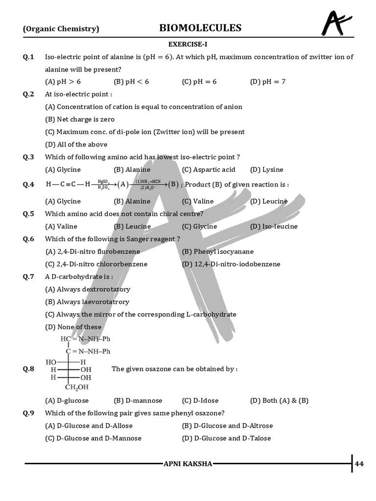 Sheet - 01 _ Biomolecules-extracted | PDF | Ph | Analysis