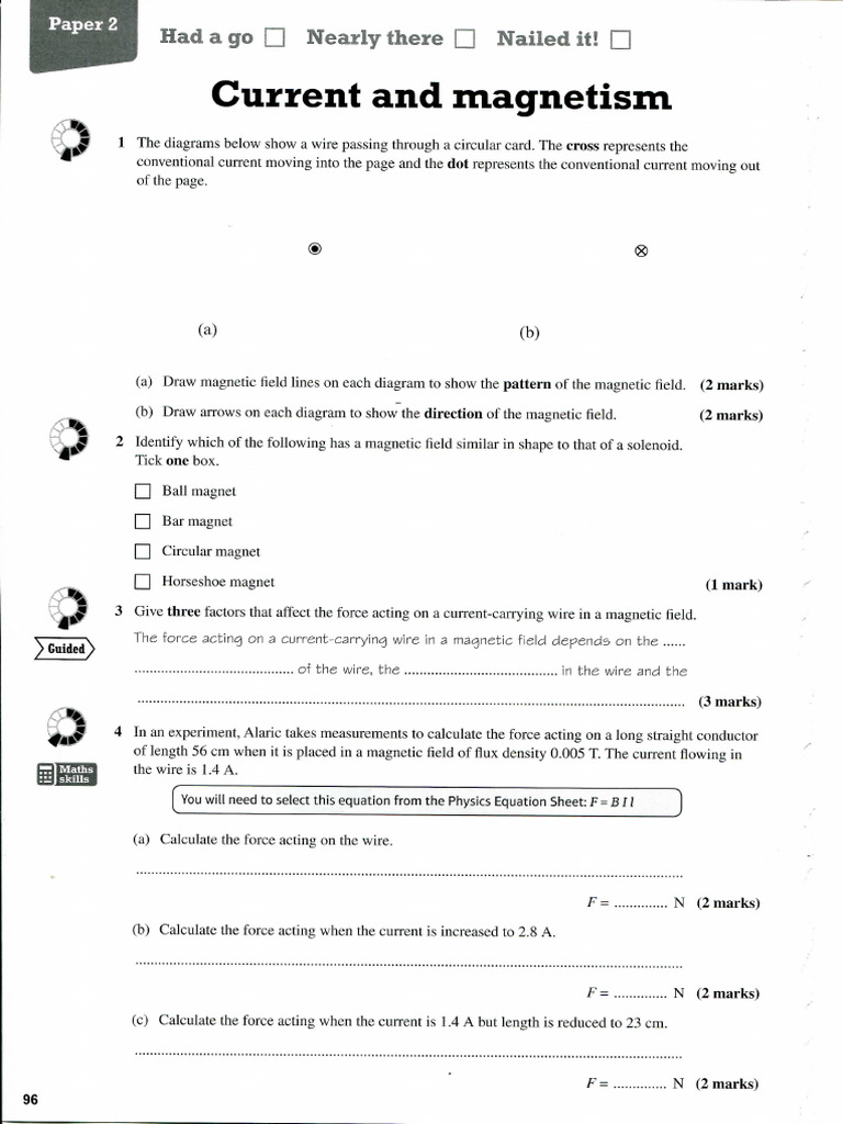 Current and Magnetism Questions | PDF
