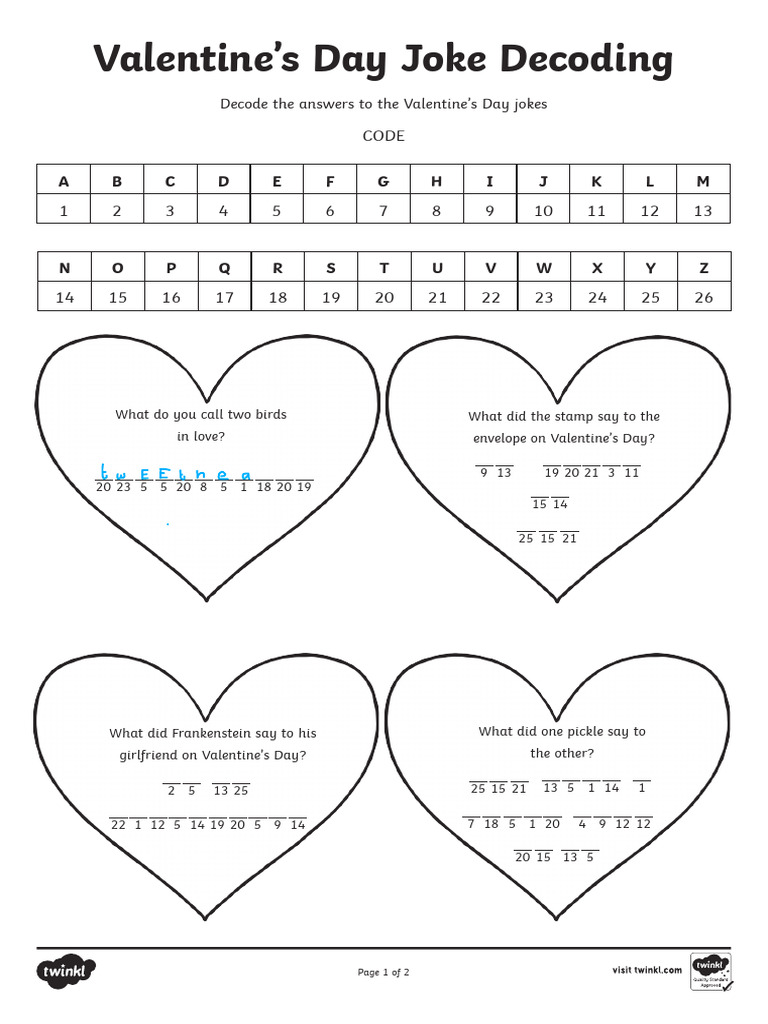 Valentine's Day Joke Decoder | PDF