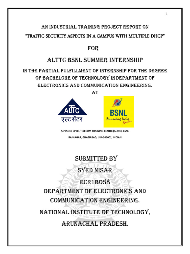 BSNL Intern Report | PDF | Ip Address | Computer Network