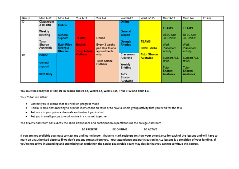 Group C Timetable | PDF | Cognition | Human Communication