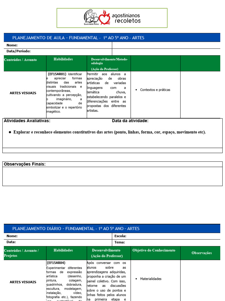 Plano de Aula - Modelo | PDF