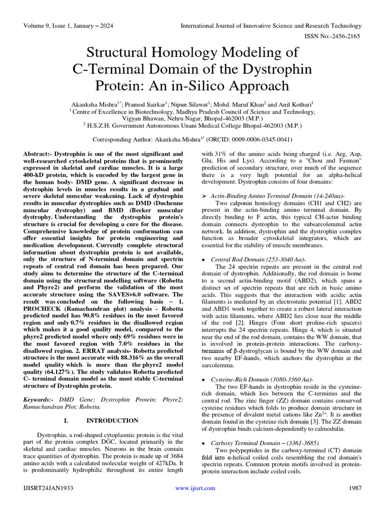 Structural Homology Modeling of C-Terminal Domain of The Dystrophin ...