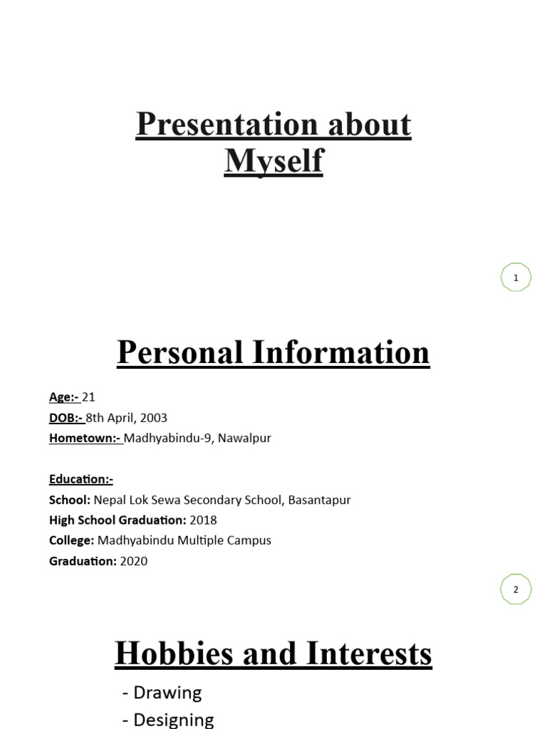 Presentation About Myself | PDF | Psychology | Cognition