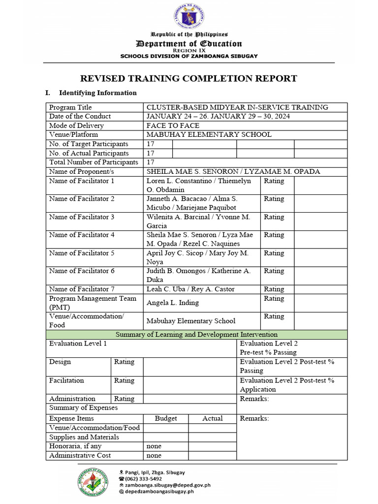 New Training Completion Report - Template | PDF | Learning | Behavior Modification