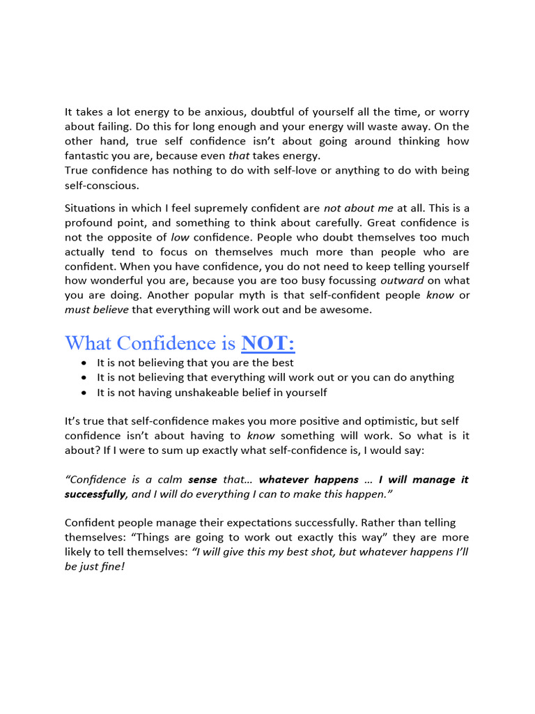 Confidence | PDF | Psychology | Emotions