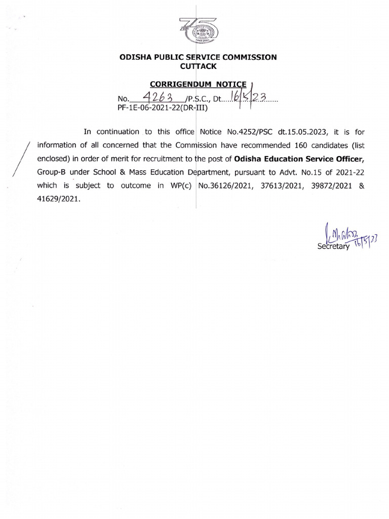 OES Revise Notification Final List | PDF