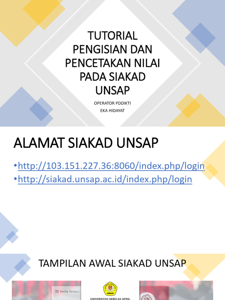 Tutorial Pengisian Dan Pencetakan Nilai Pada Siakad Unsap | PDF | Komputer