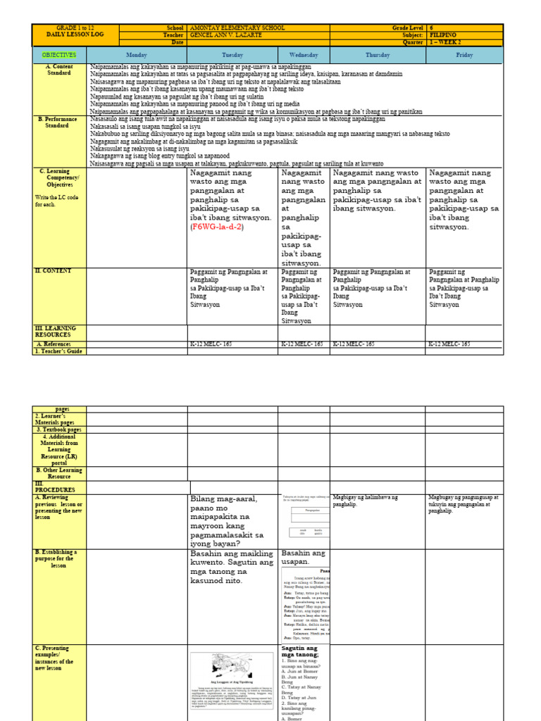 WEEK2 DLL FILIPINO | PDF