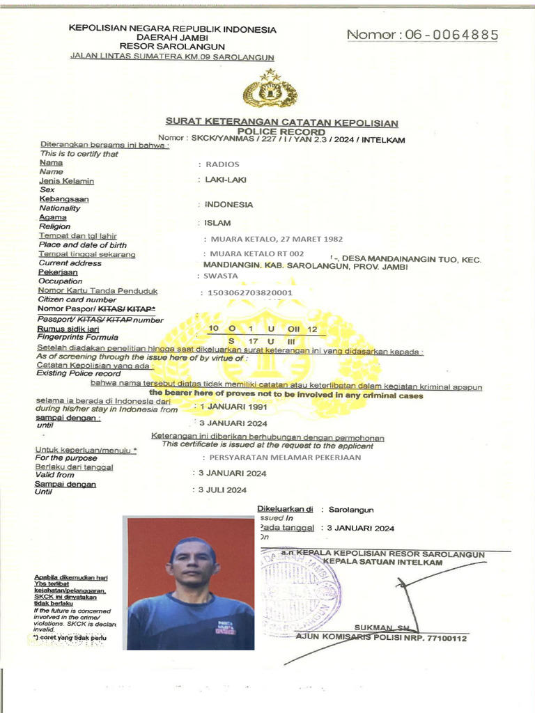 Contoh SKCK | PDF