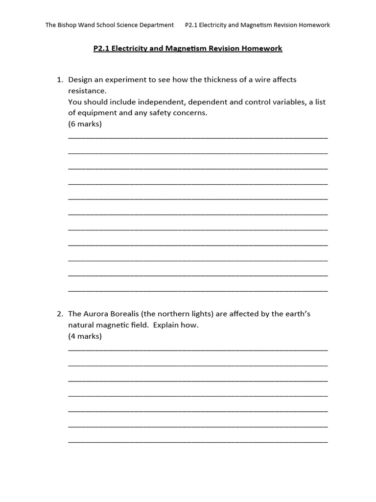 Electricity and Magnetism Revision Guide | PDF | Aurora | Theoretical ...
