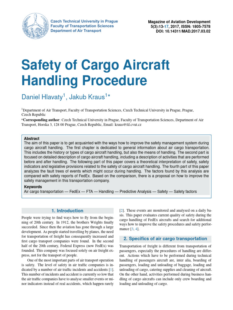 Safety of Cargo Aircraft Handling Procedure | PDF | Cargo | Transport