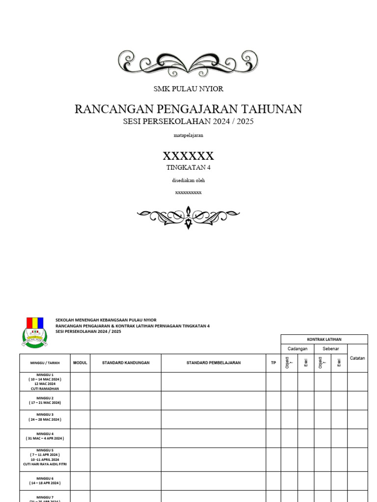 Template RPT tingkatan 4 20242025 | PDF