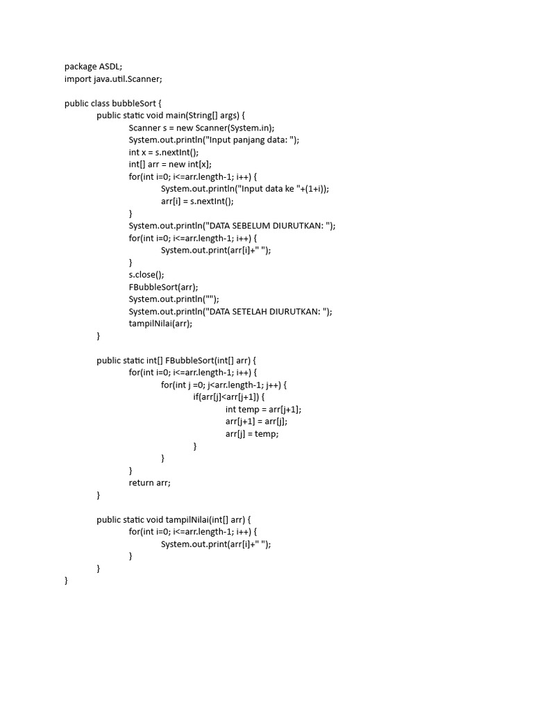 Contoh Implementasi Bubble Sort | PDF