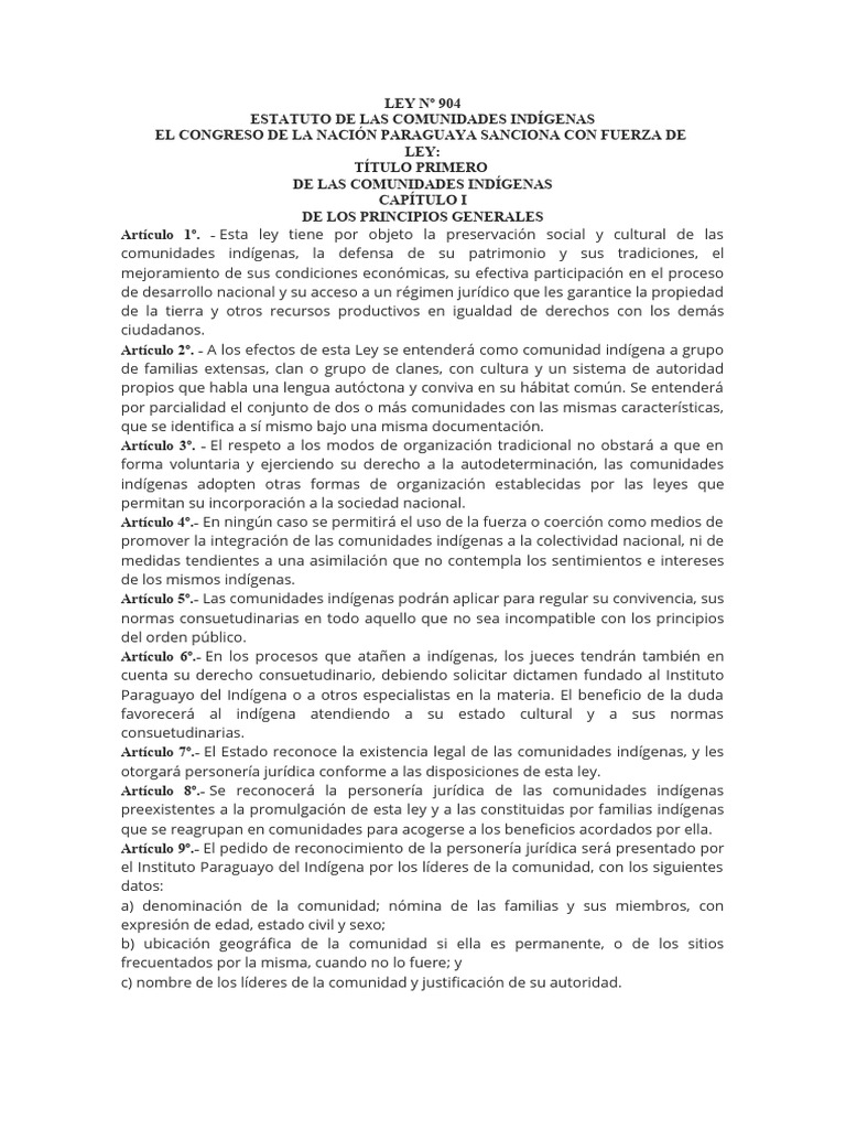 Ley #904 | PDF | Ministerio (Departamento de Gobierno) | Paraguay