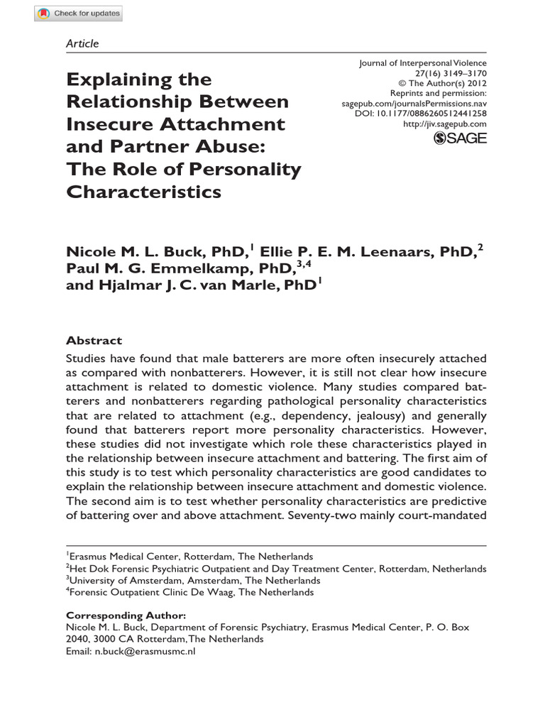 Explaining The Relationship Between Insecure Attachment And Partner