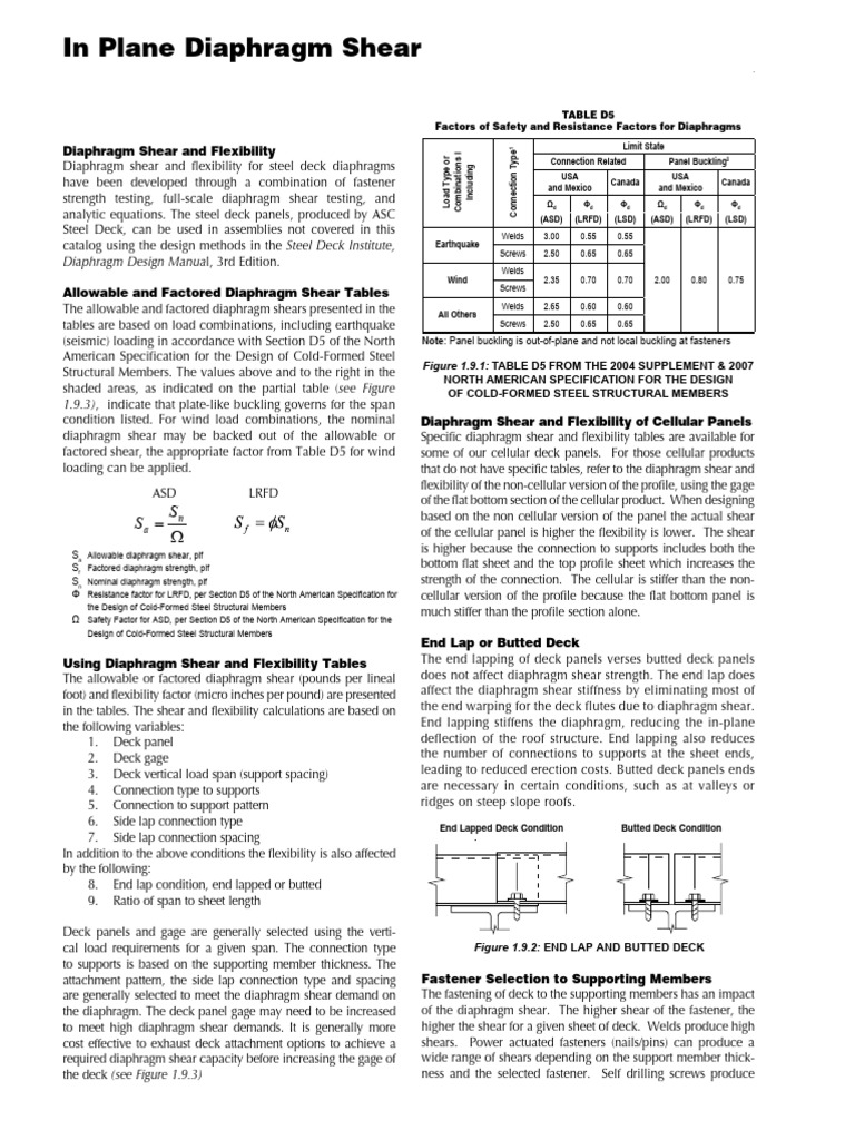 Steel Deck Diaphragm Shear Guide | PDF | Beam (Structure) | Stiffness