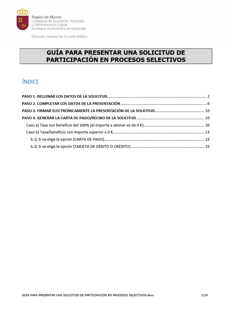 174994-Gu - A para Presentar Una Solicitud de Participaci - N en Procesos Selectivos | PDF ...