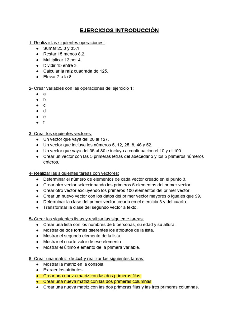 01-Ejercicios Introducción | PDF