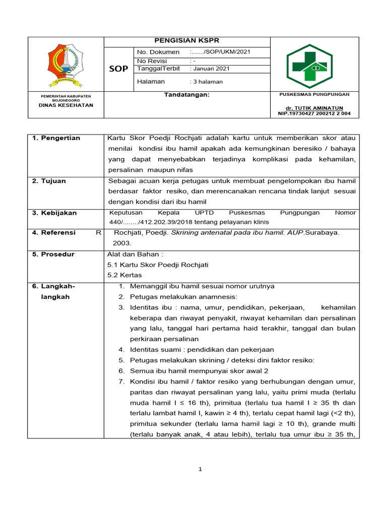 Prosedur Pengisian Kartu Skor Ibu Hamil | PDF | Sains & Matematika