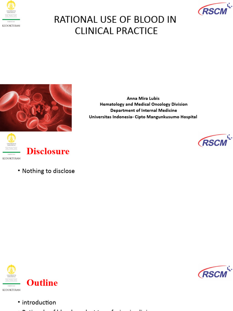 Dr. Anna Mira Lubis - Rational Use of Blood Transfusion in Clinical ...