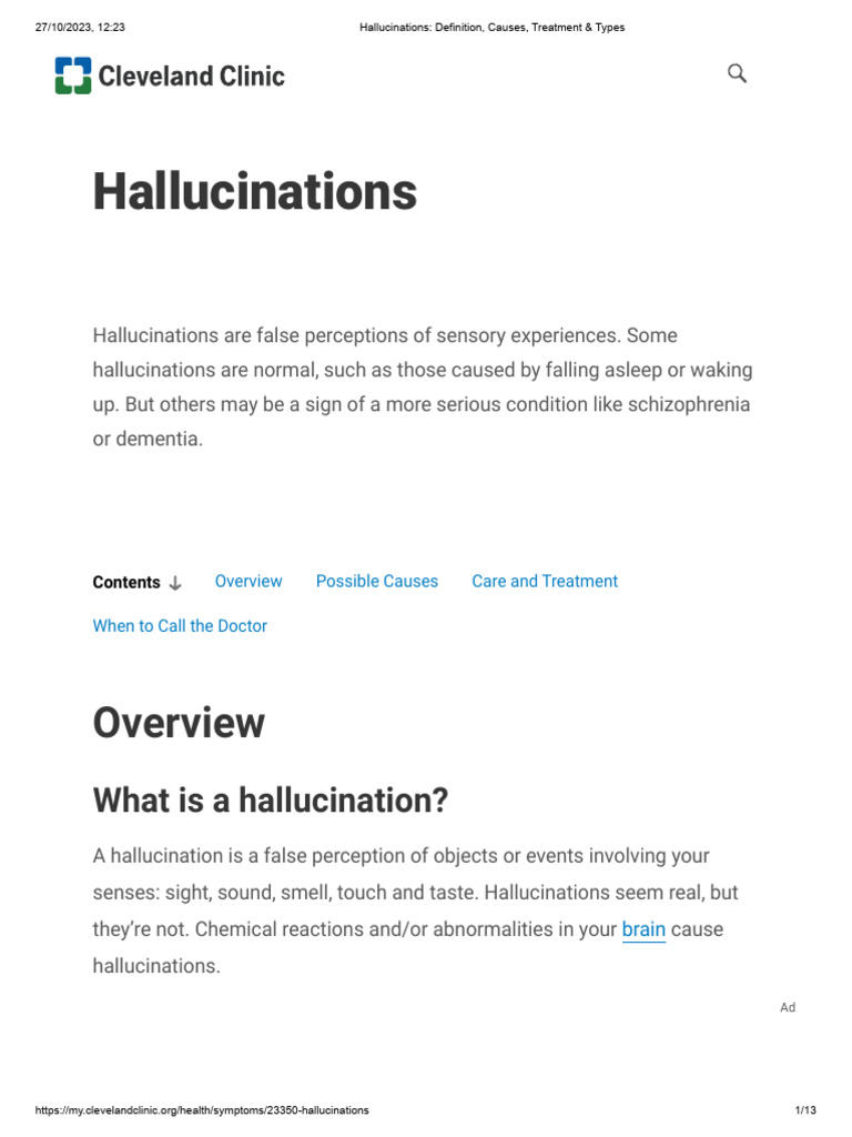 Hallucinations_ Definition, Causes, Treatment & Types | PDF ...