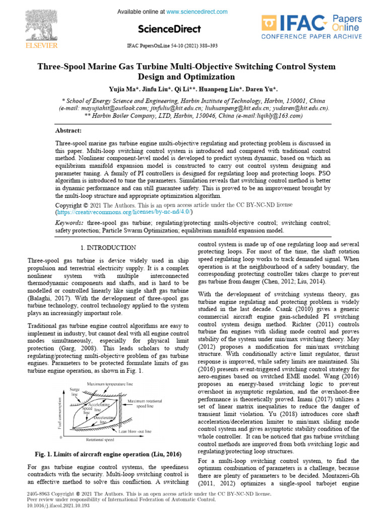 Three Spool Marine Gas Turbine Multi Objective Switching Con - 2021 ...