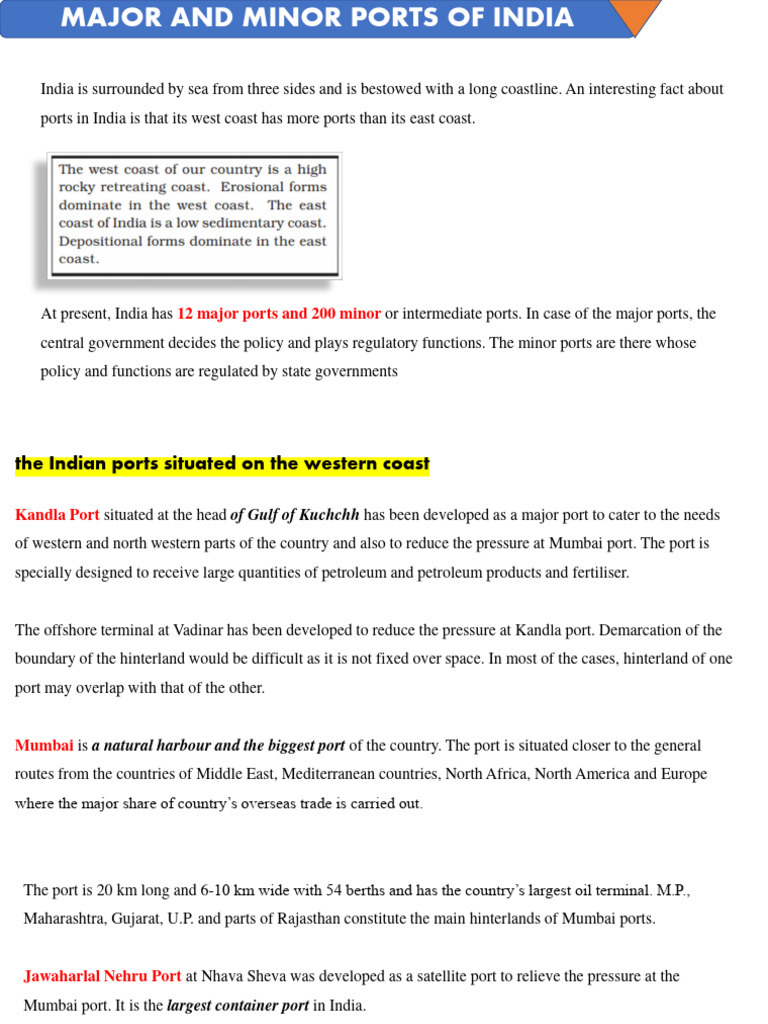 India's Major and Minor Ports | PDF | Port