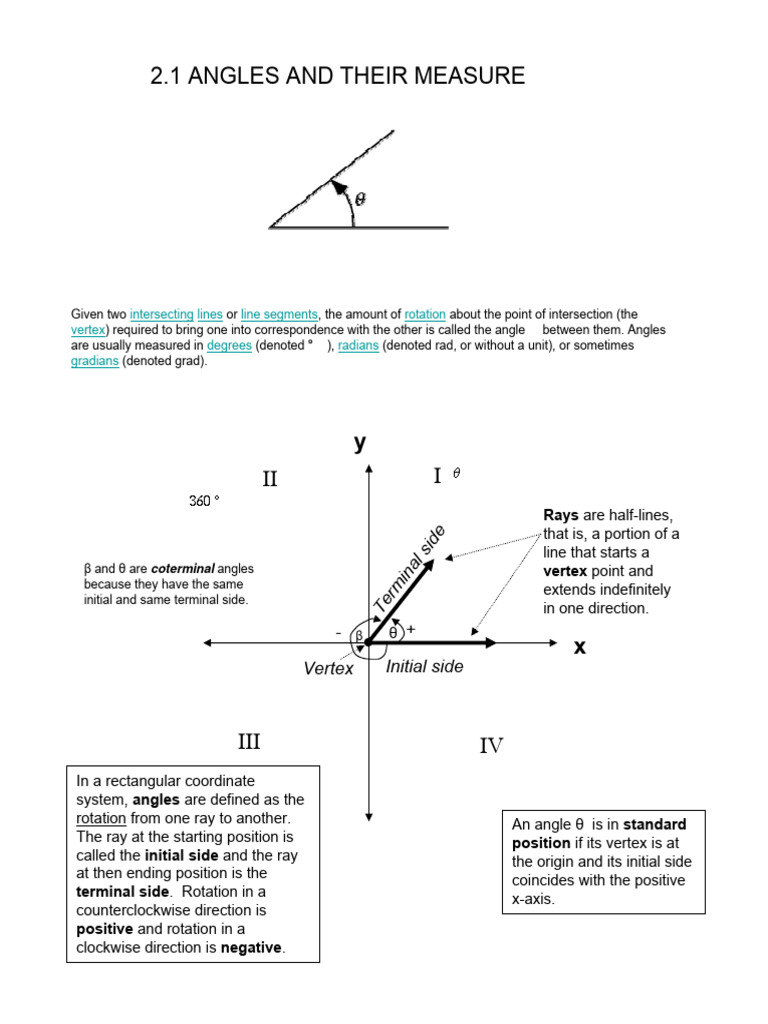 Angles and Their Measure | PDF | Trigonometric Functions | Angle
