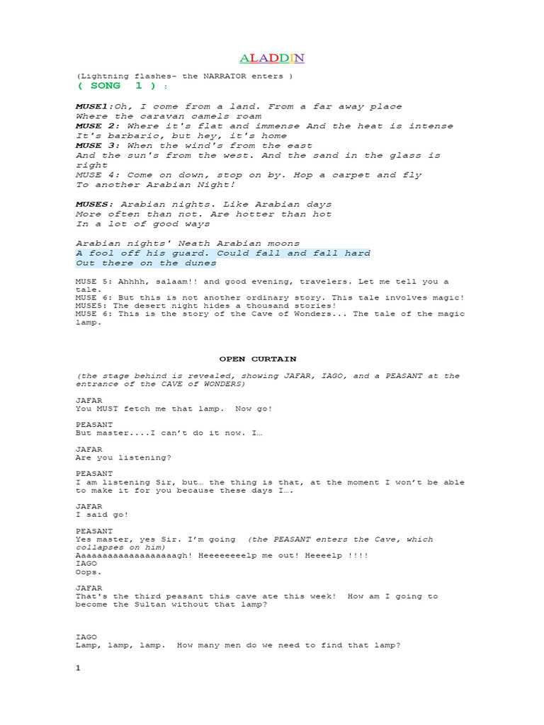 Aladdin - Script2017 | PDF