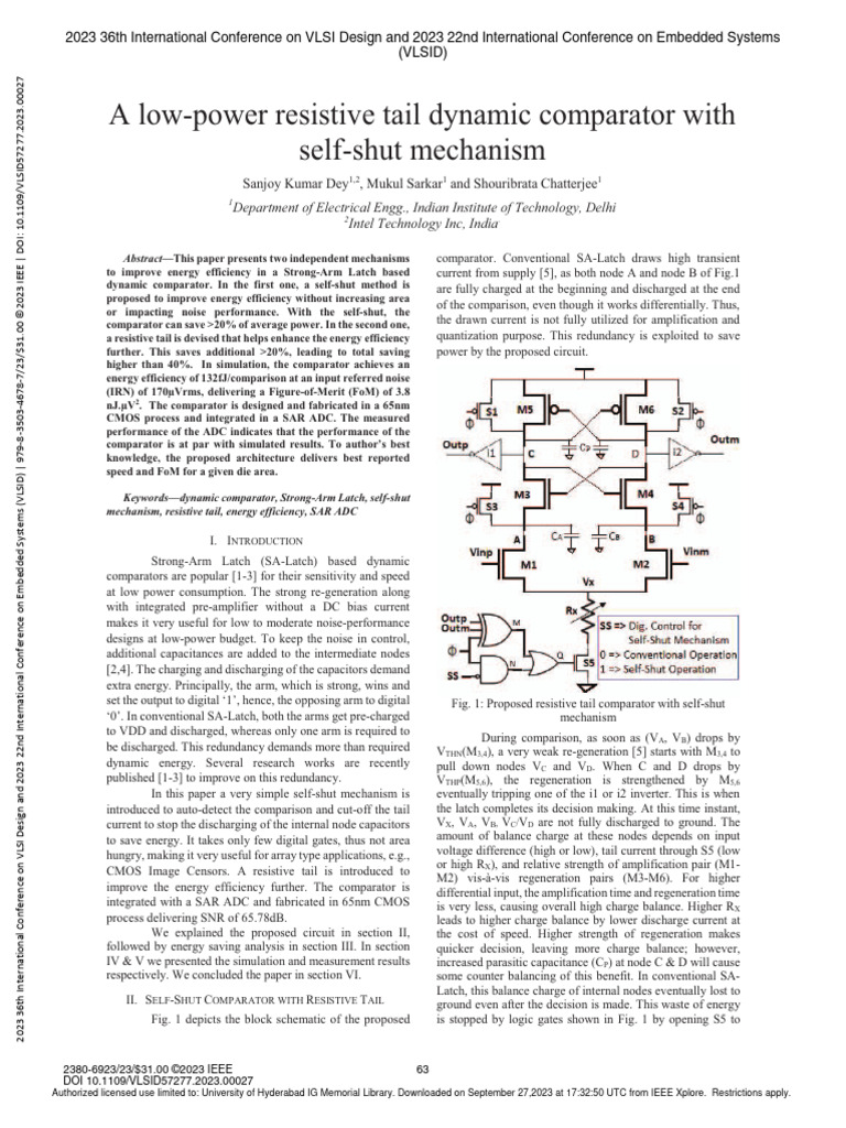 VLSI Dynamic Comparator Design | PDF | Analog To Digital Converter ...