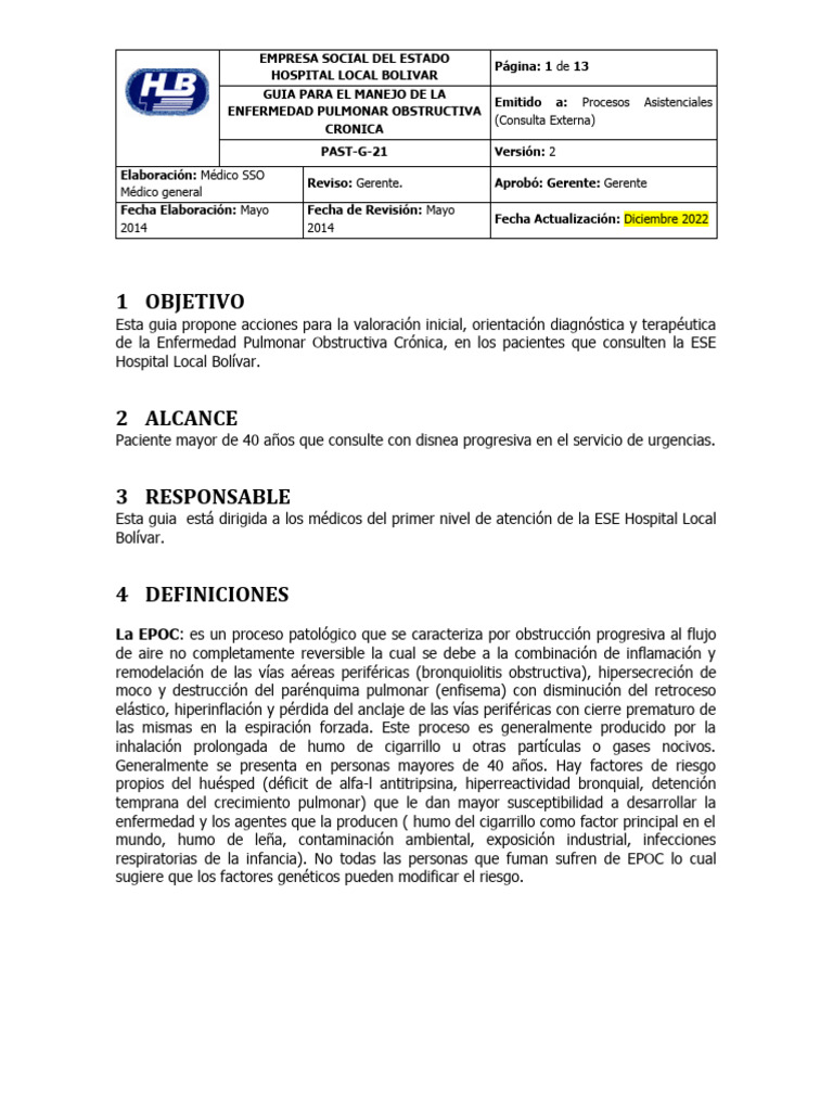 Guia Manejo de Epoc | PDF | Enfermedad pulmonar obstructiva crónica | Tos Guia Manejo de Epoc | PDF | Enfermedad pulmonar obstructiva crónica | Tos