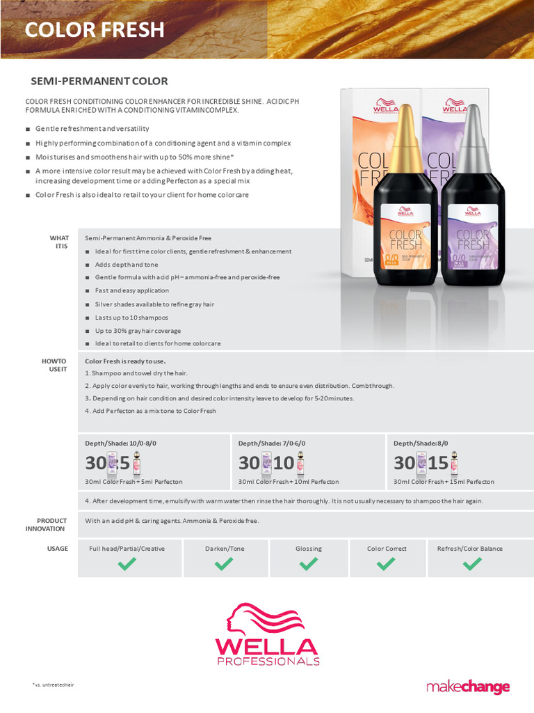 WELLA-Color-College FactSheet Color Fresh Incl Perfecton | PDF | Home ...