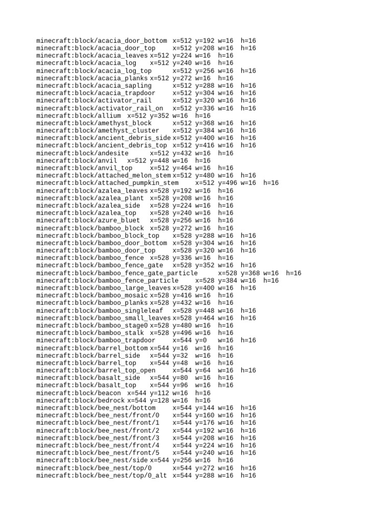 Minecraft Textures Atlas Blocks - PNG | PDF | Beekeeping