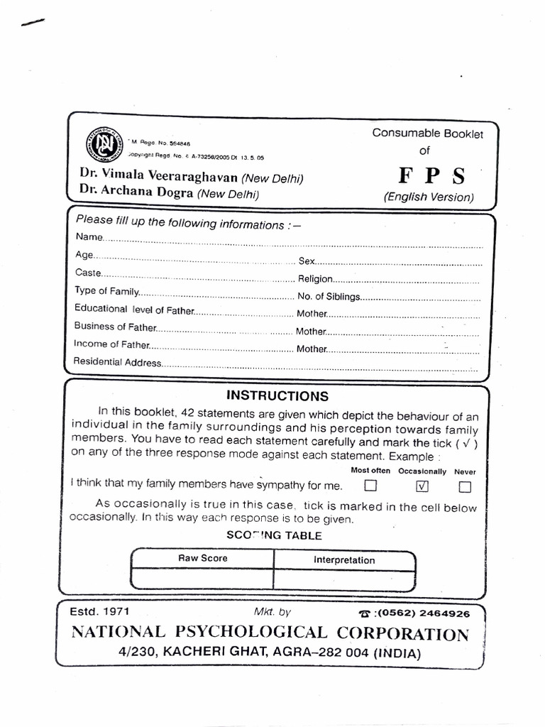 Family Pathology Test | PDF | Psychology