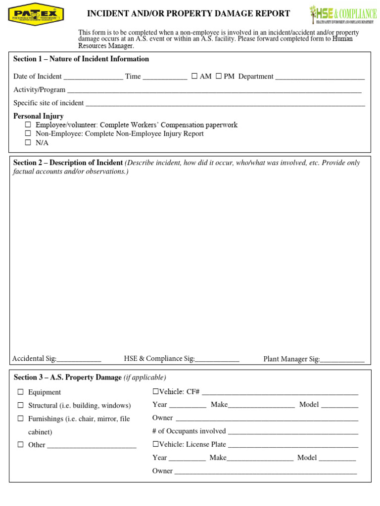 Equipment Damage Report & Incident - Form | PDF | Business