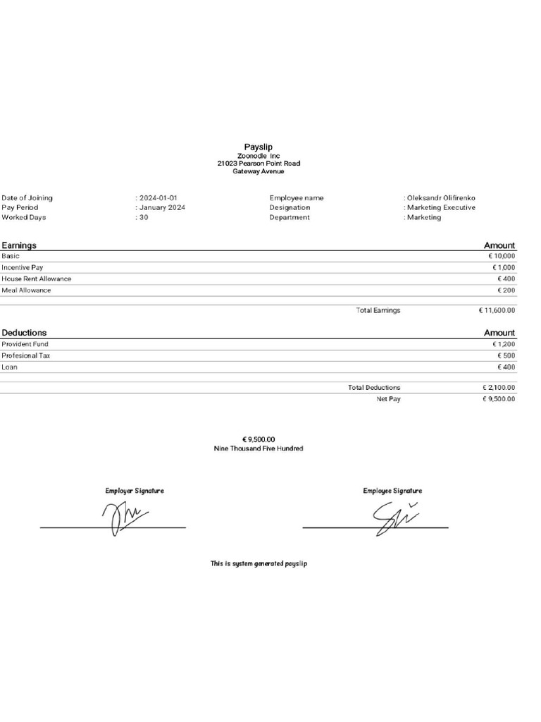 Payslip January 2024 | PDF