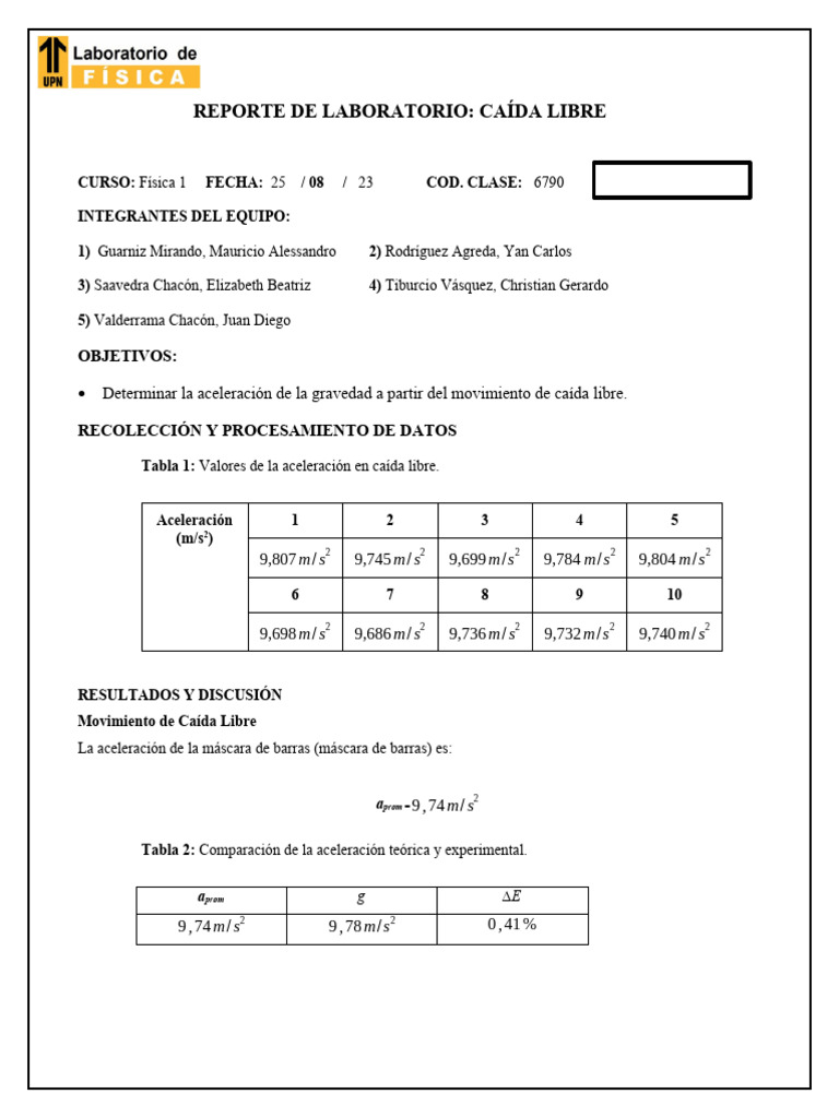 Reporte Lab Fisi1 S02 CL | PDF | Hora | Mecánica