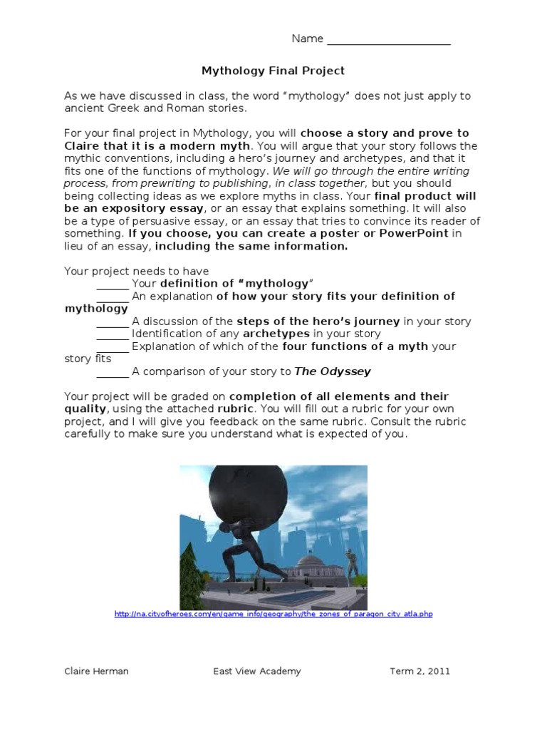 Mythology Final Project | Download Free PDF | Mythology | Rubric (Academic)