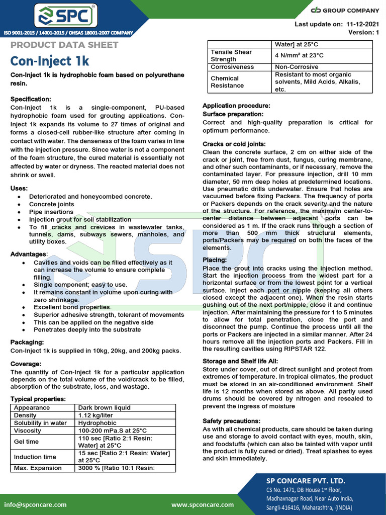 Con Inject 1k | PDF | Concrete | Water