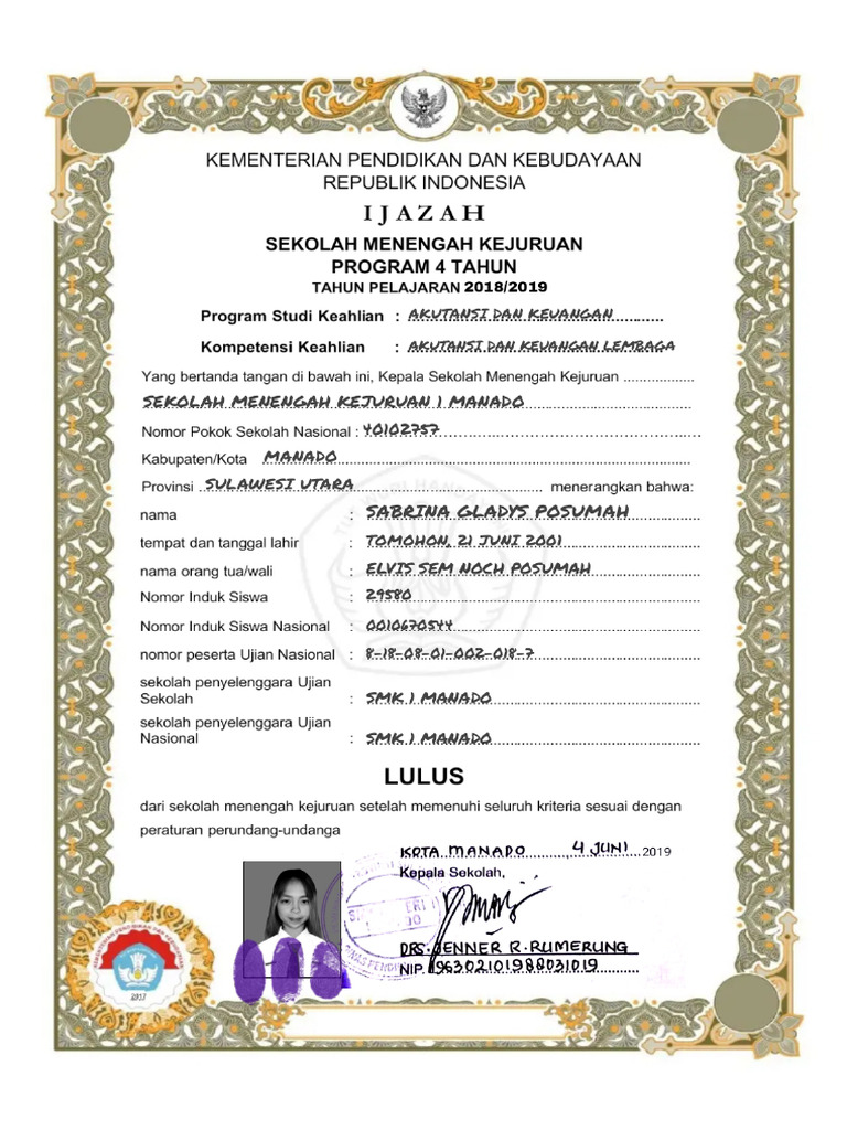 Ijazah Sabrina | PDF