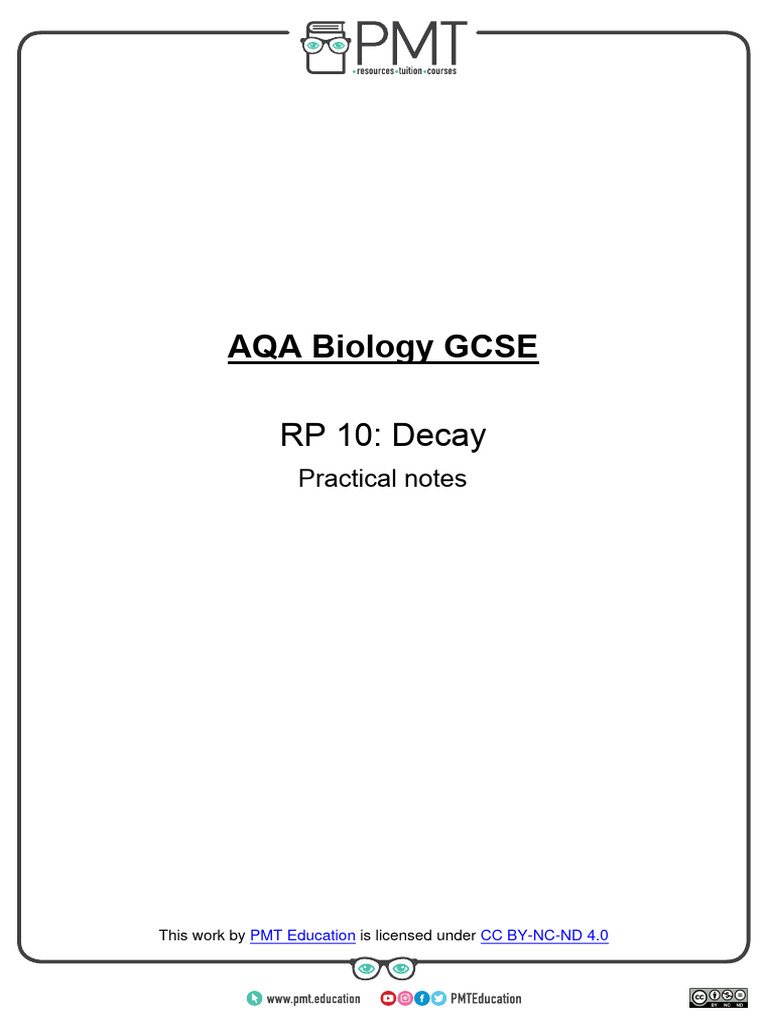 Notes - RP 10 Decay - AQA Biology GCSE | Download Free PDF | Celsius | Ph