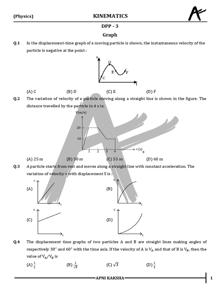 DPP - 03 - Kinematics | PDF | Velocity | Kinematics