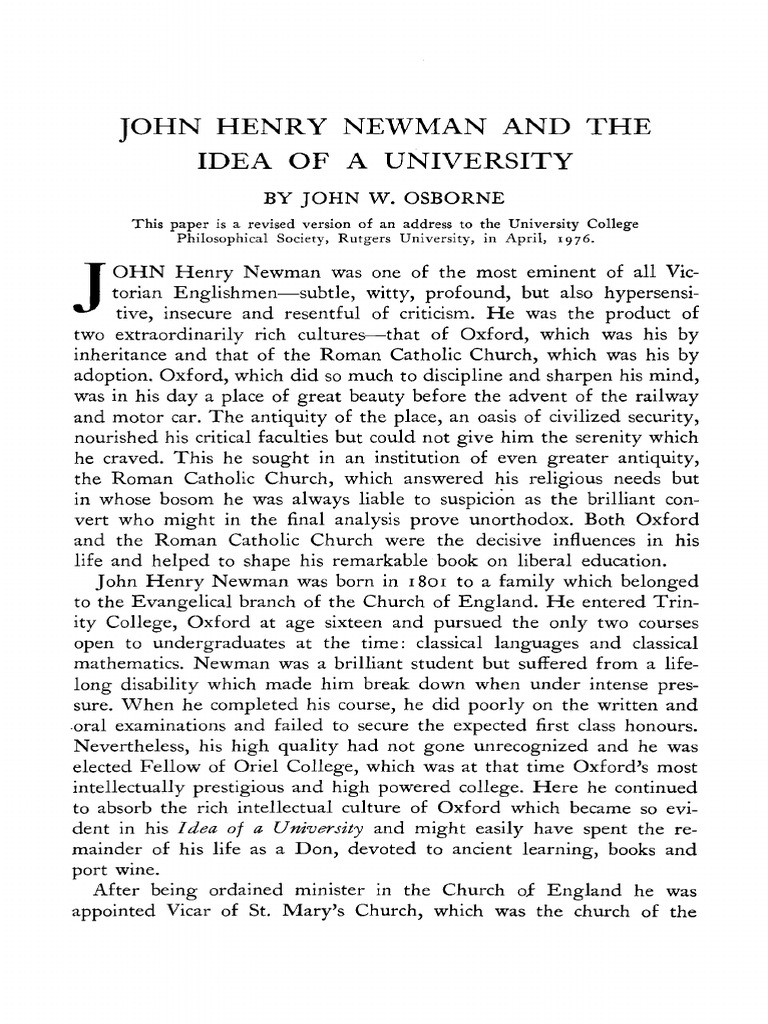 The Idea of University | PDF