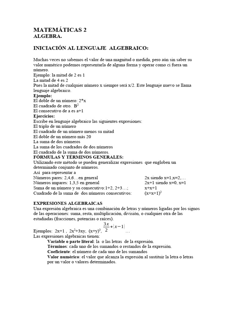ALGEBRA 2 Eval | PDF | Multiplicación | Objetos matemáticos