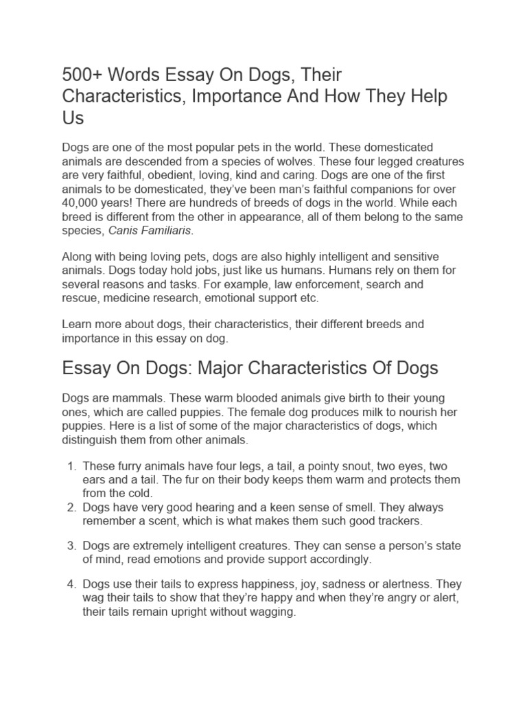 500+ Words Essay On Dogs, Their Characteristics, Importance and How ...