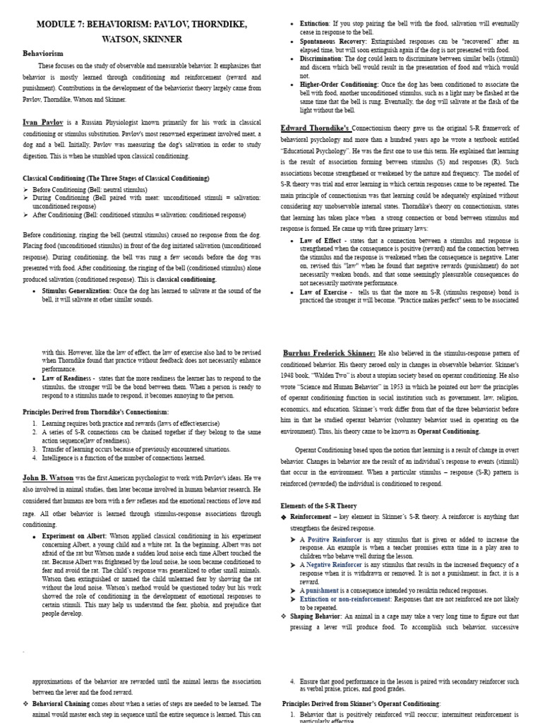 Ped 104 | PDF | Reinforcement | Classical Conditioning