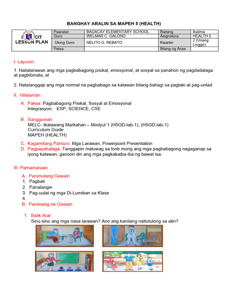 Explicit Health 5 Lesson Plan | PDF
