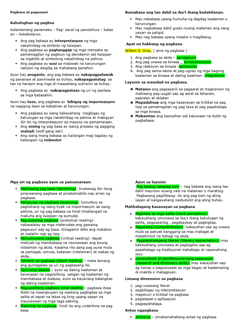 Pagbabasa at Pagsulat Grade 11 SHS Notes | PDF