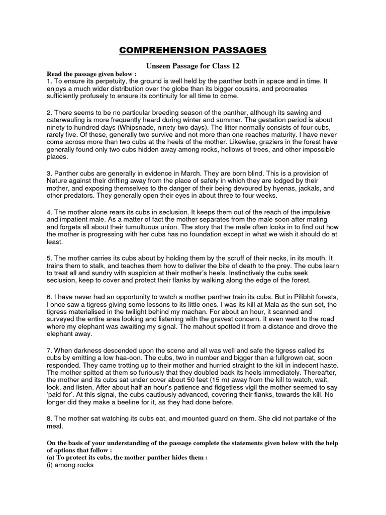 Comprehension Passages Isc New | PDF | History | Young Adult